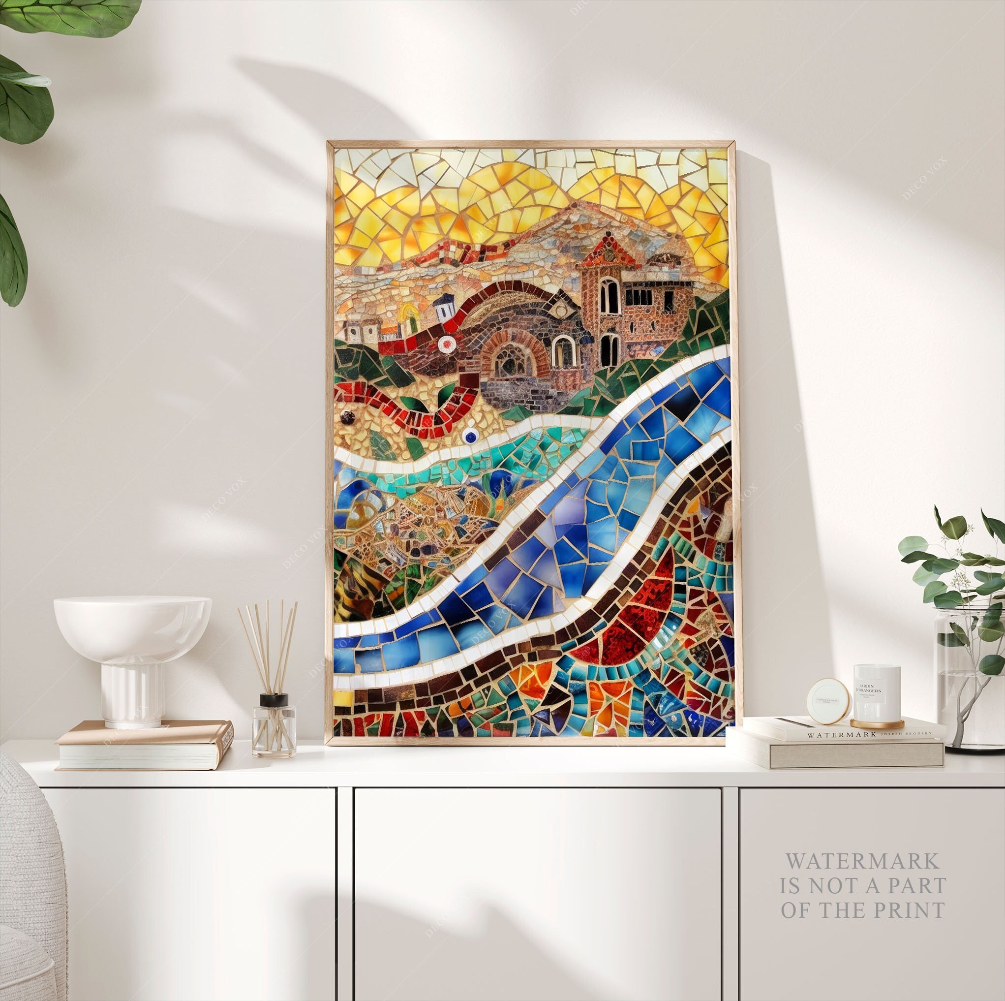 Antoni Gaudi Mosaic Poster, Abstract Landscape Print, Abstra | Inspire ...