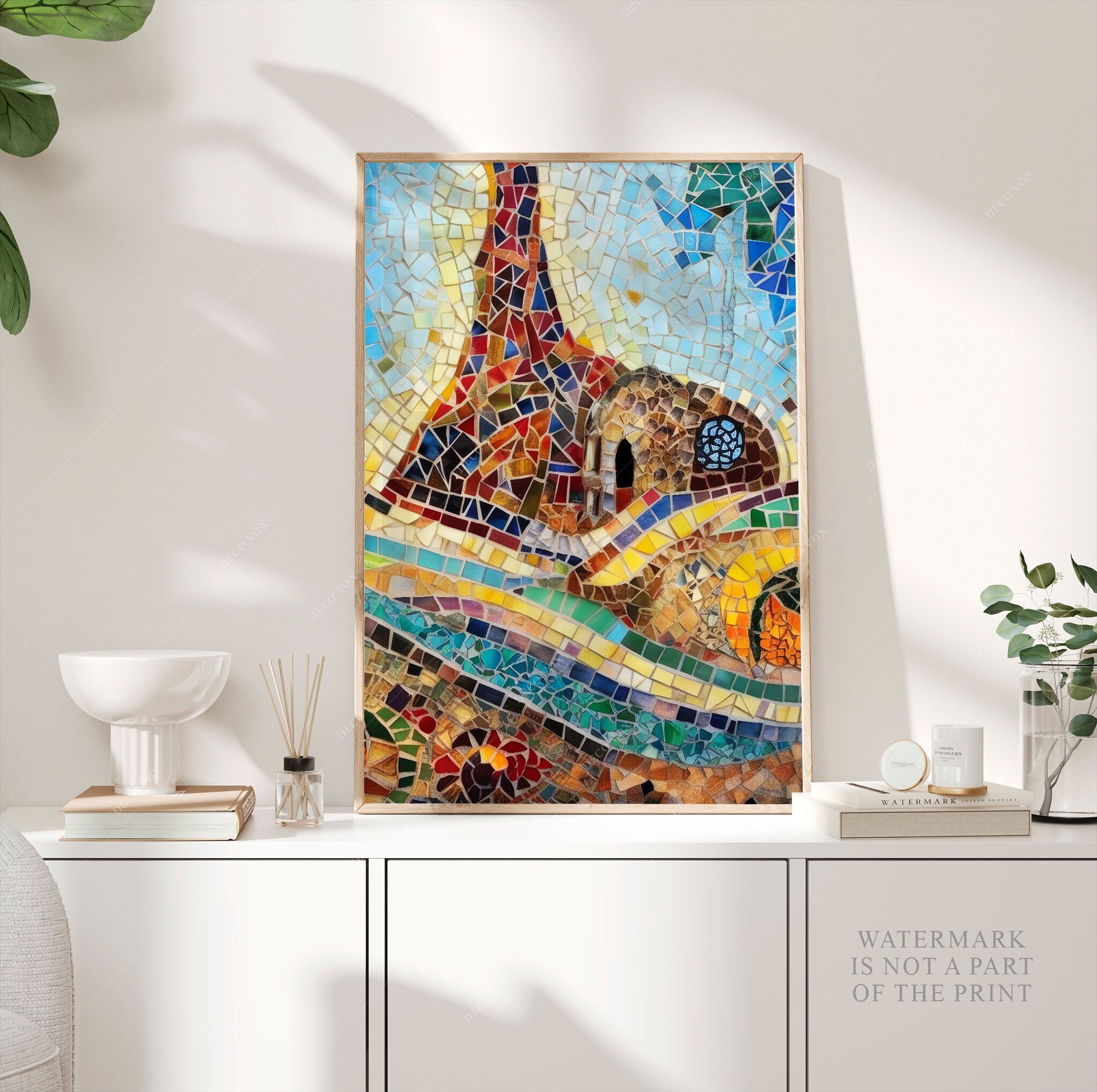 Antoni Gaudi Mosaic Poster, Abstract Park Guell Print, Abstr | Inspire ...