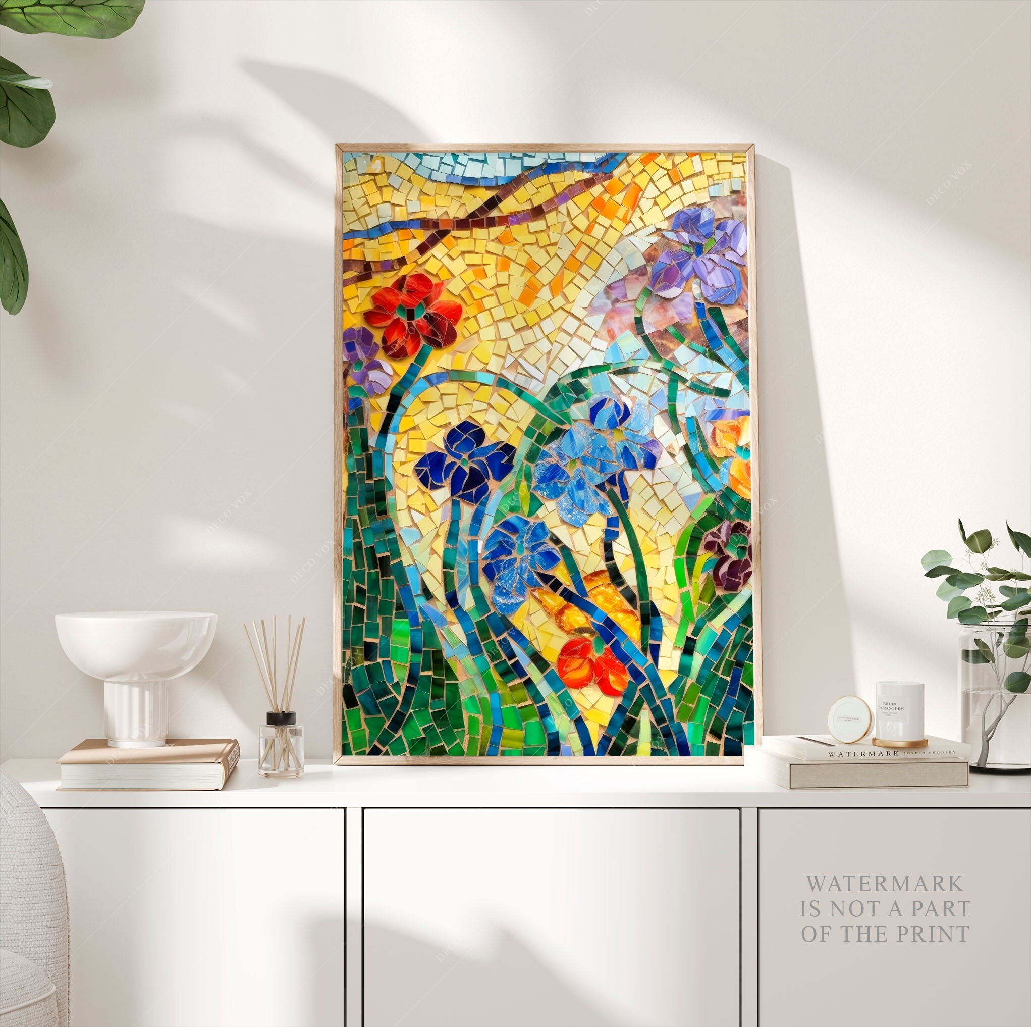 Antoni Gaudi Mosaic Poster, Irises Print, Flowers Abstract A | Inspire ...