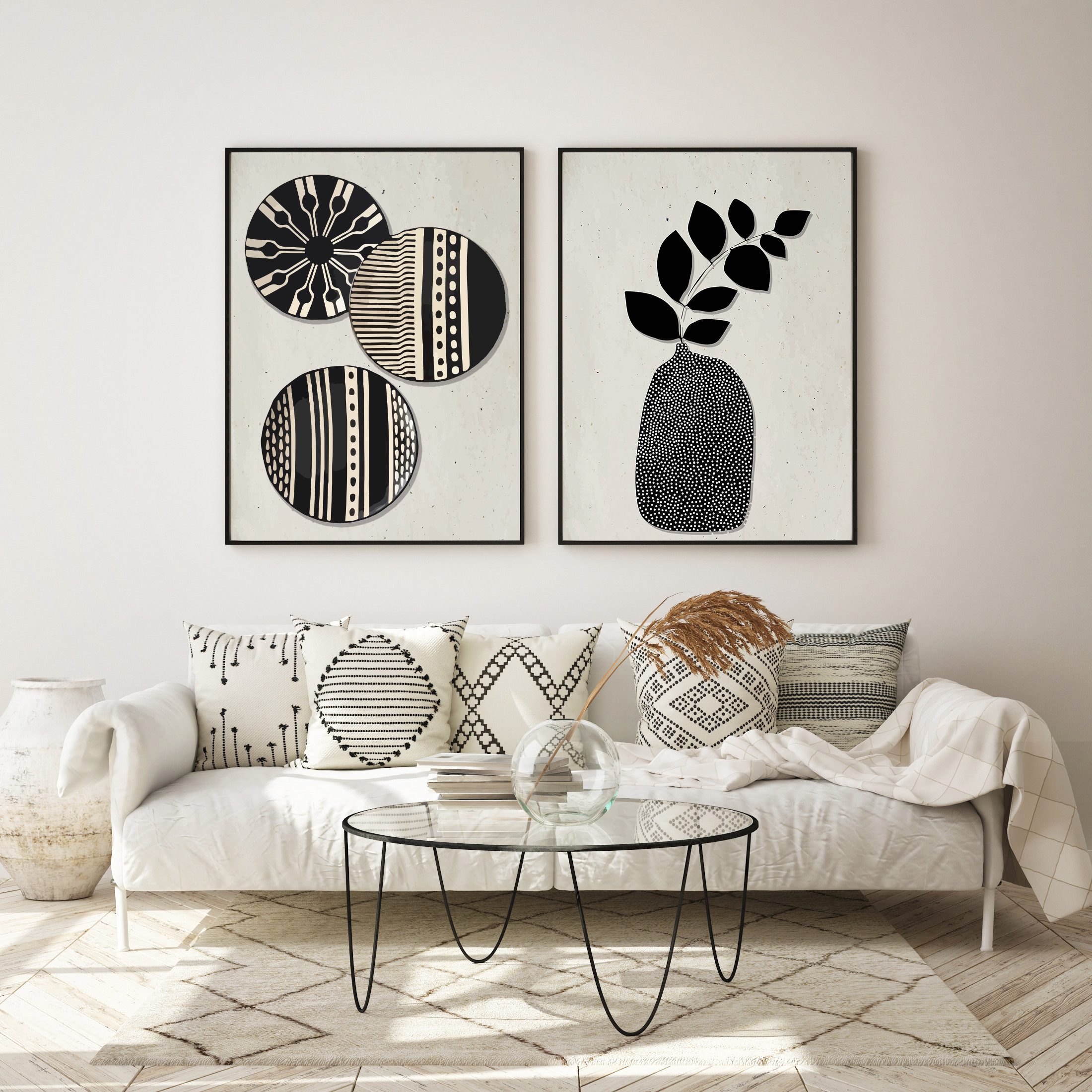 Ceramic Wall Art, Living Room Decor, Monochromatic Poster, I | Inspire ...