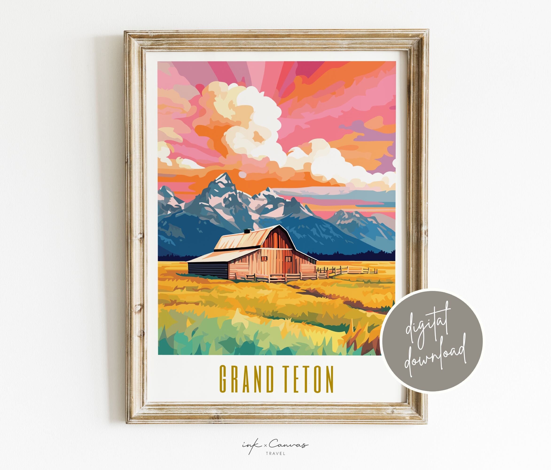 Grand Teton National Park Poster Digital Download Tetons W - Inspire Uplift