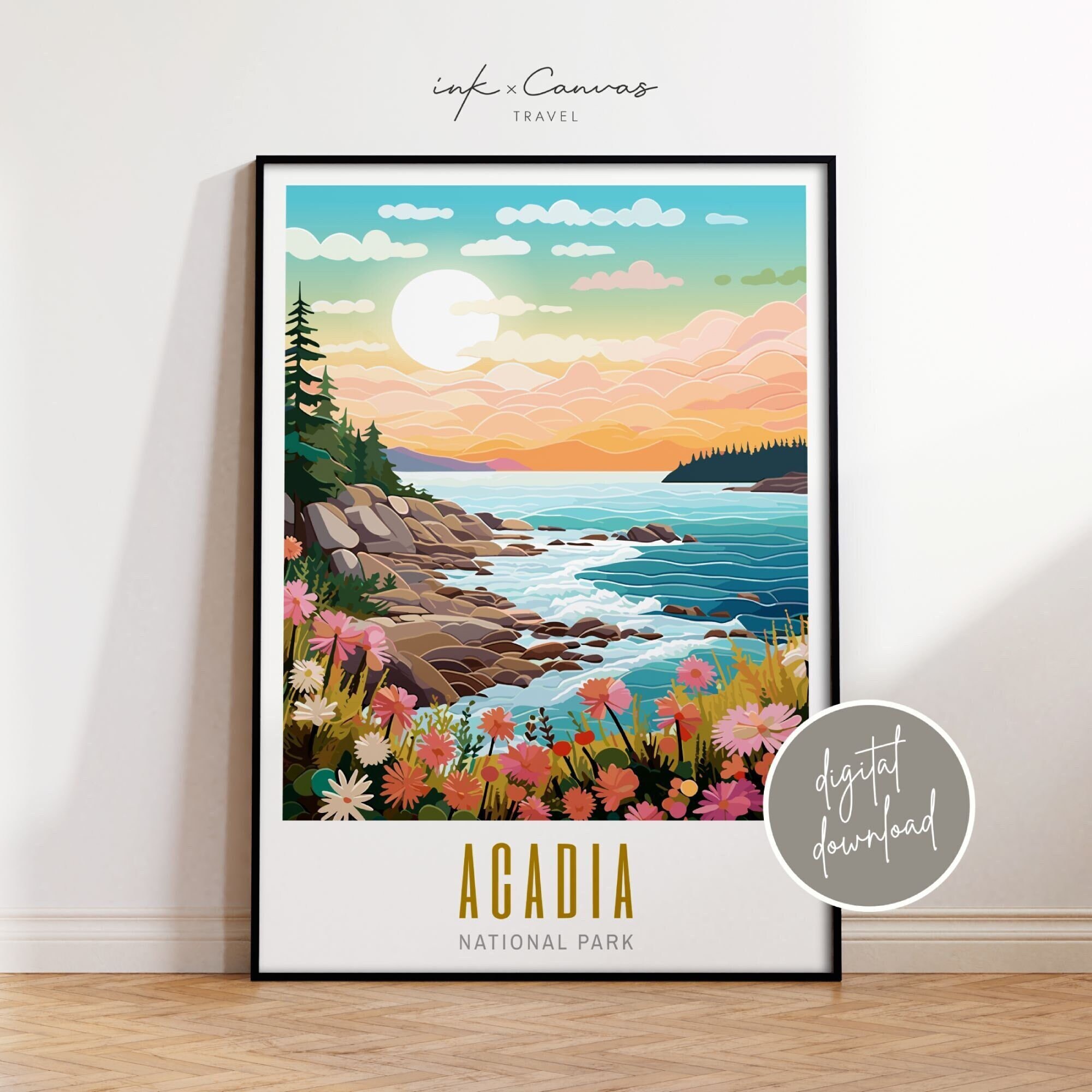 Acadia National Park Poster Digital Download Maximalist Ar - Inspire Uplift