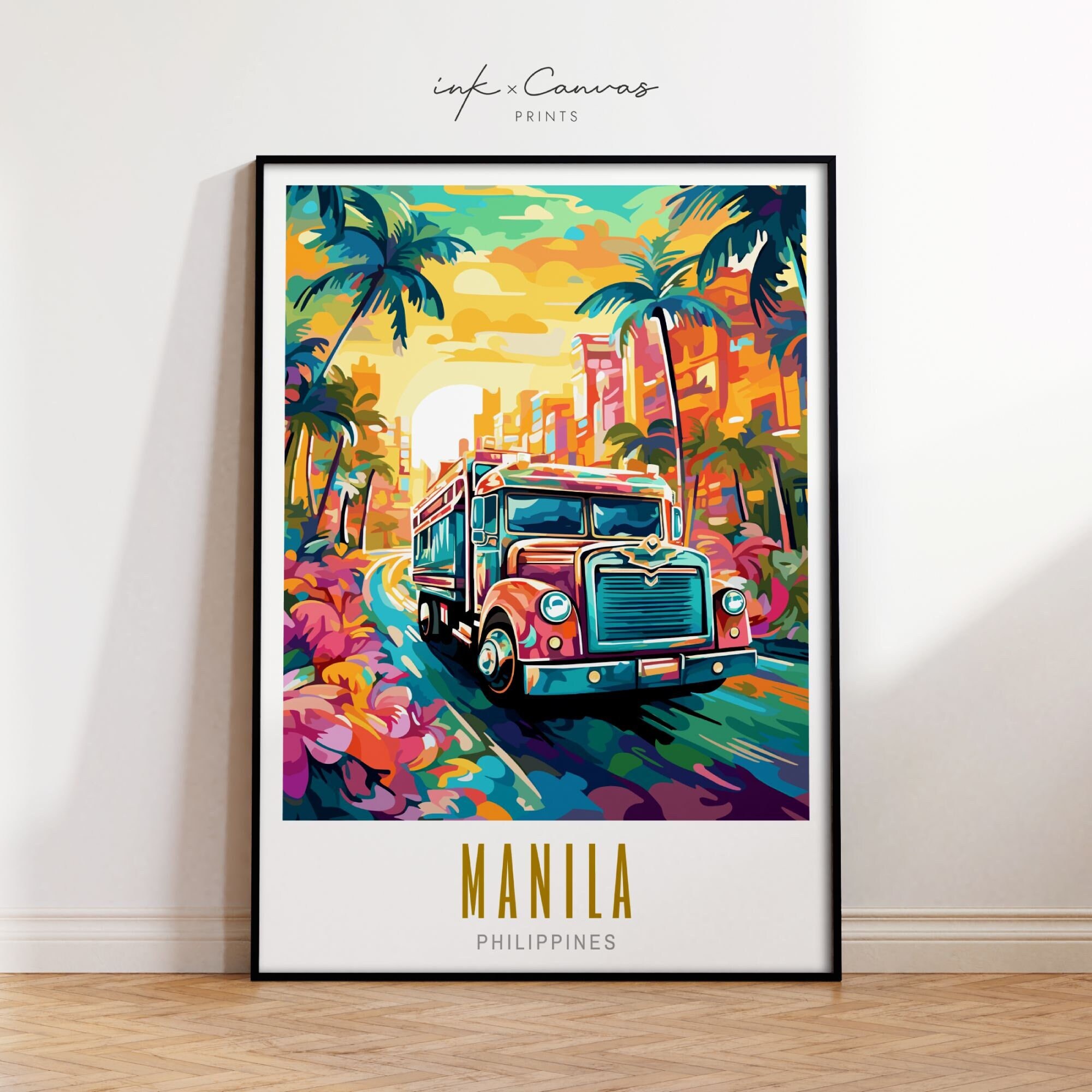 Manila Travel Poster Filipino Artwork Jeepney Art Print Phi | Inspire ...