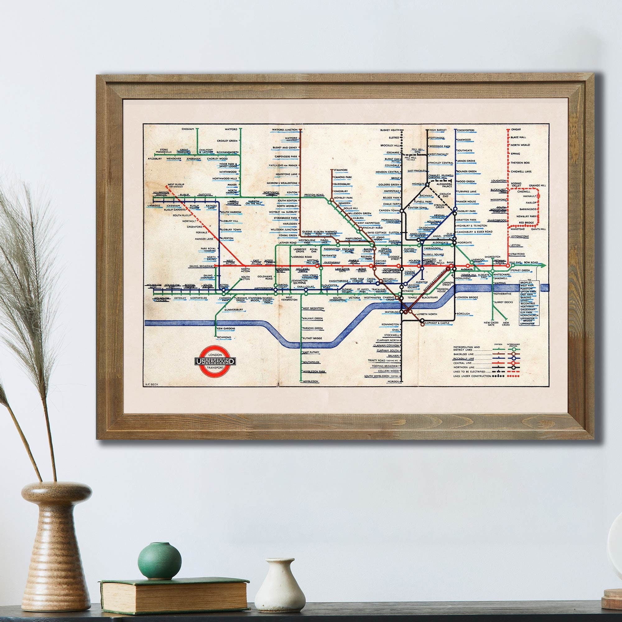 Vintage London Underground Map Print, Antique London Tube Wa | Inspire ...