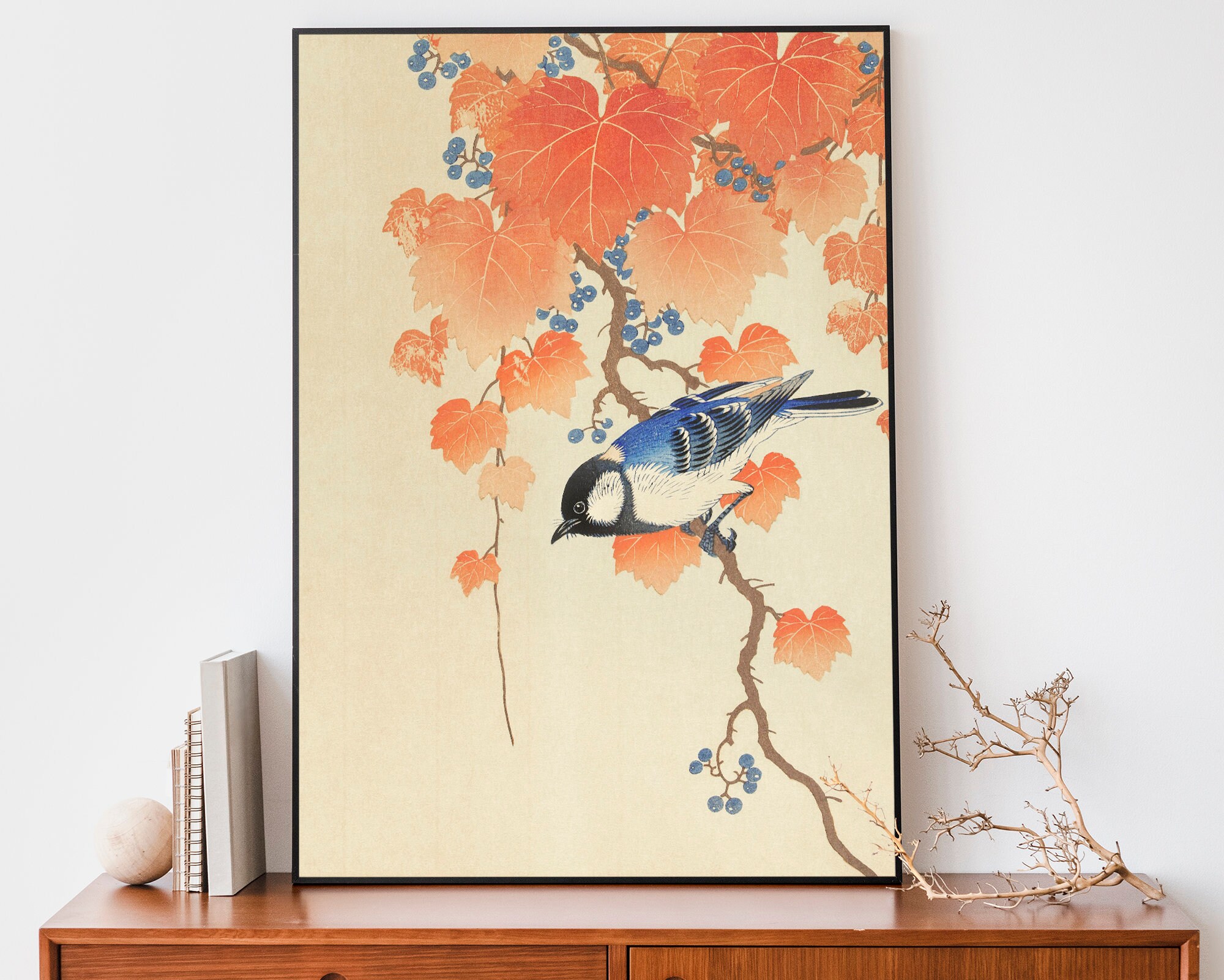 Ohara Koson Great Tit Art Print, Traditional Japanese Woodlo | Inspire ...