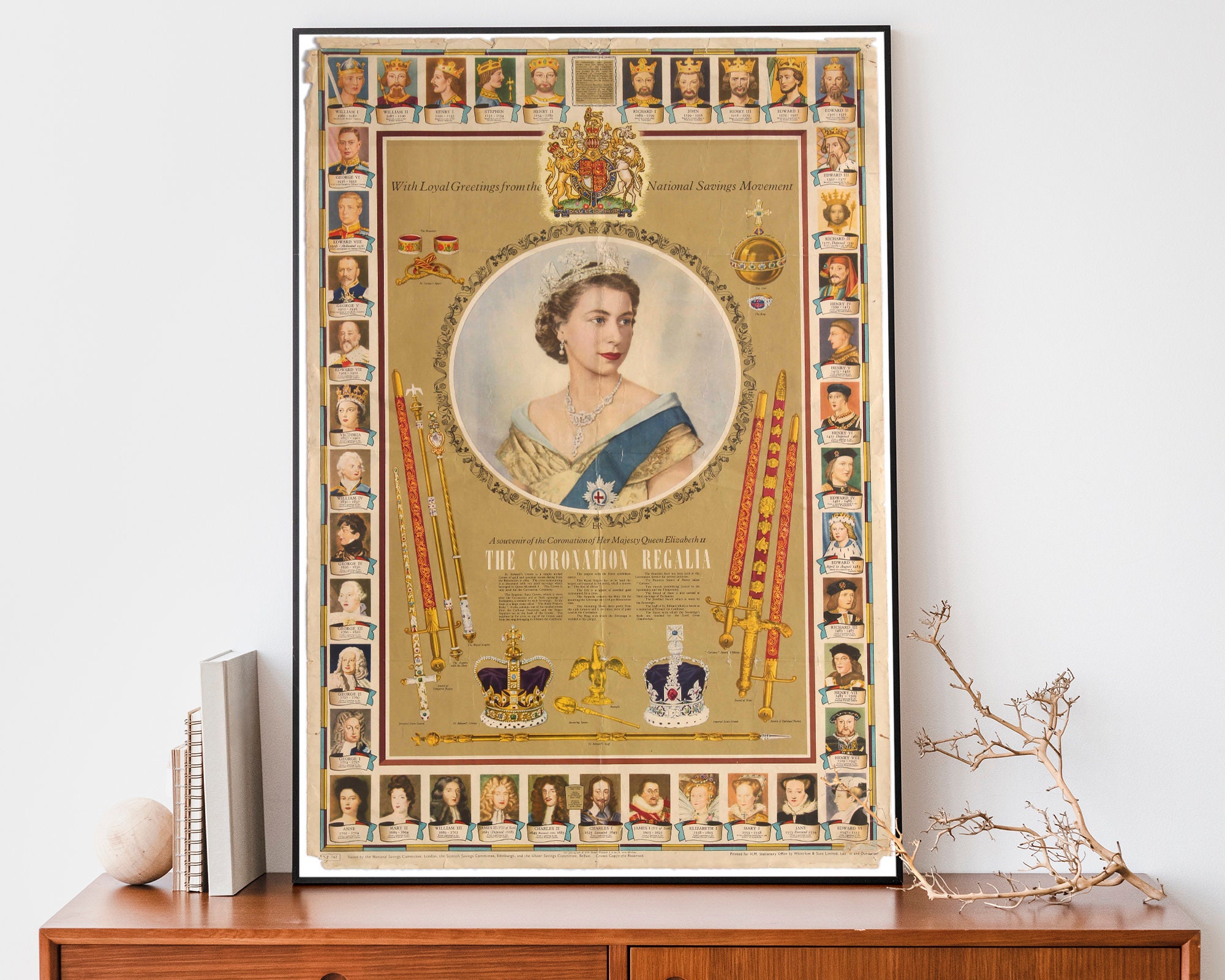 Queen Elizabeth Coronation Print, Vintage Queen Of England P | Inspire ...