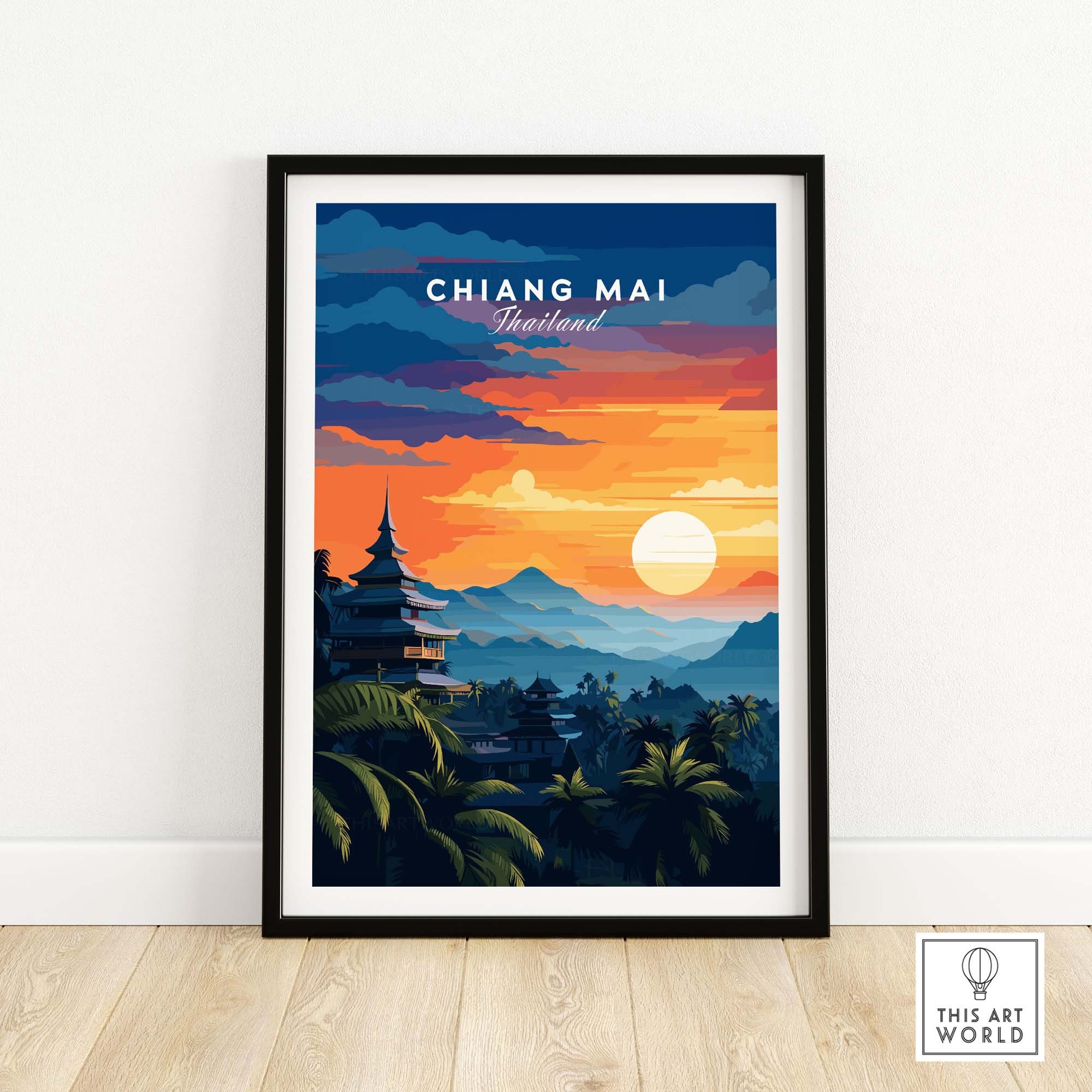 Chiang Mai Poster Travel Poster Birthday present Wedding a - Inspire Uplift