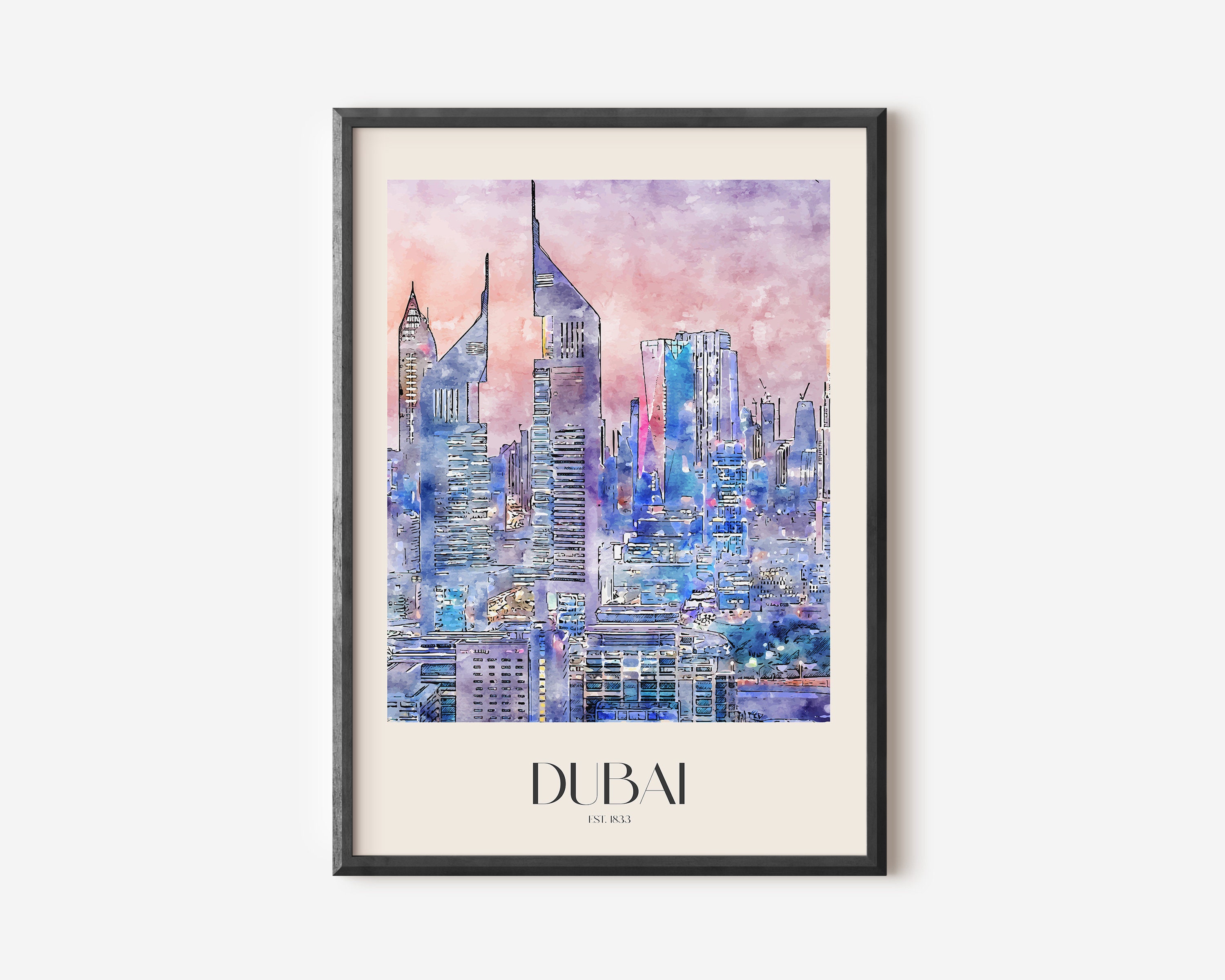 Travel Dubai Wall Art Print, Trendy Arabic Wall Art Poster, | Inspire ...