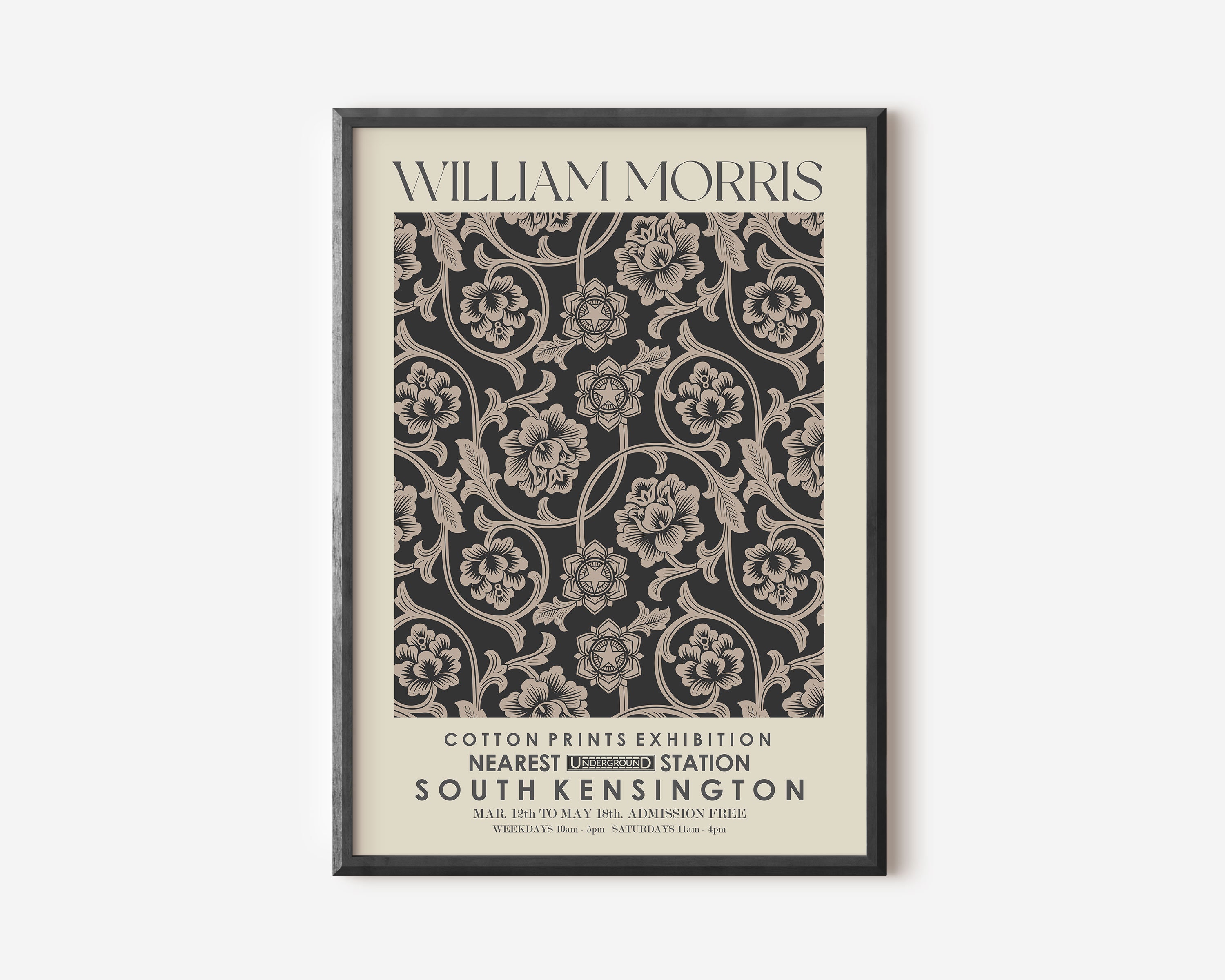 William Morris Exhibition Wall Art Print, Neutral Beige Abst | Inspire ...