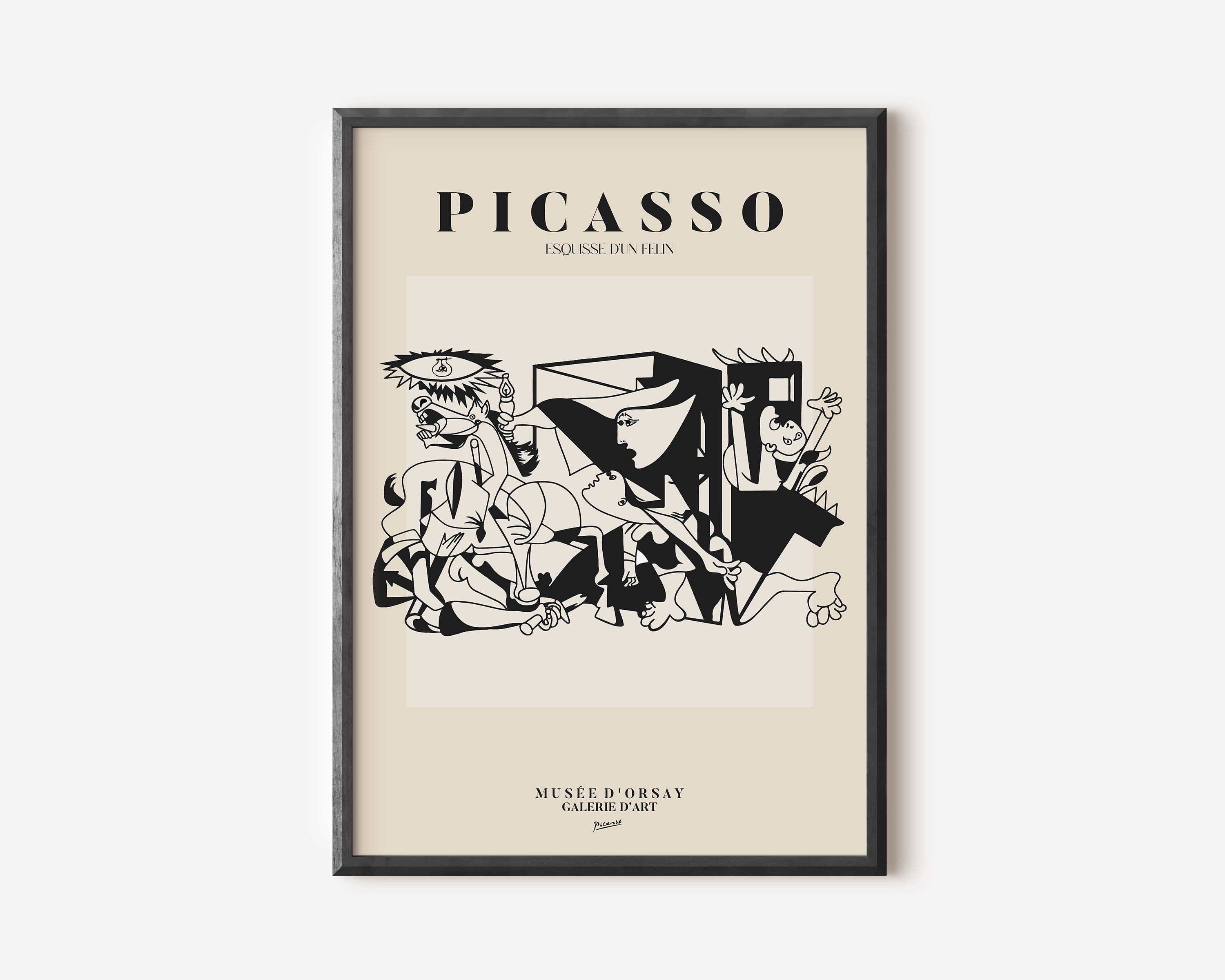 Picasso Exhibition Wall Art Print Neutral Beige Abstract Vi Inspire