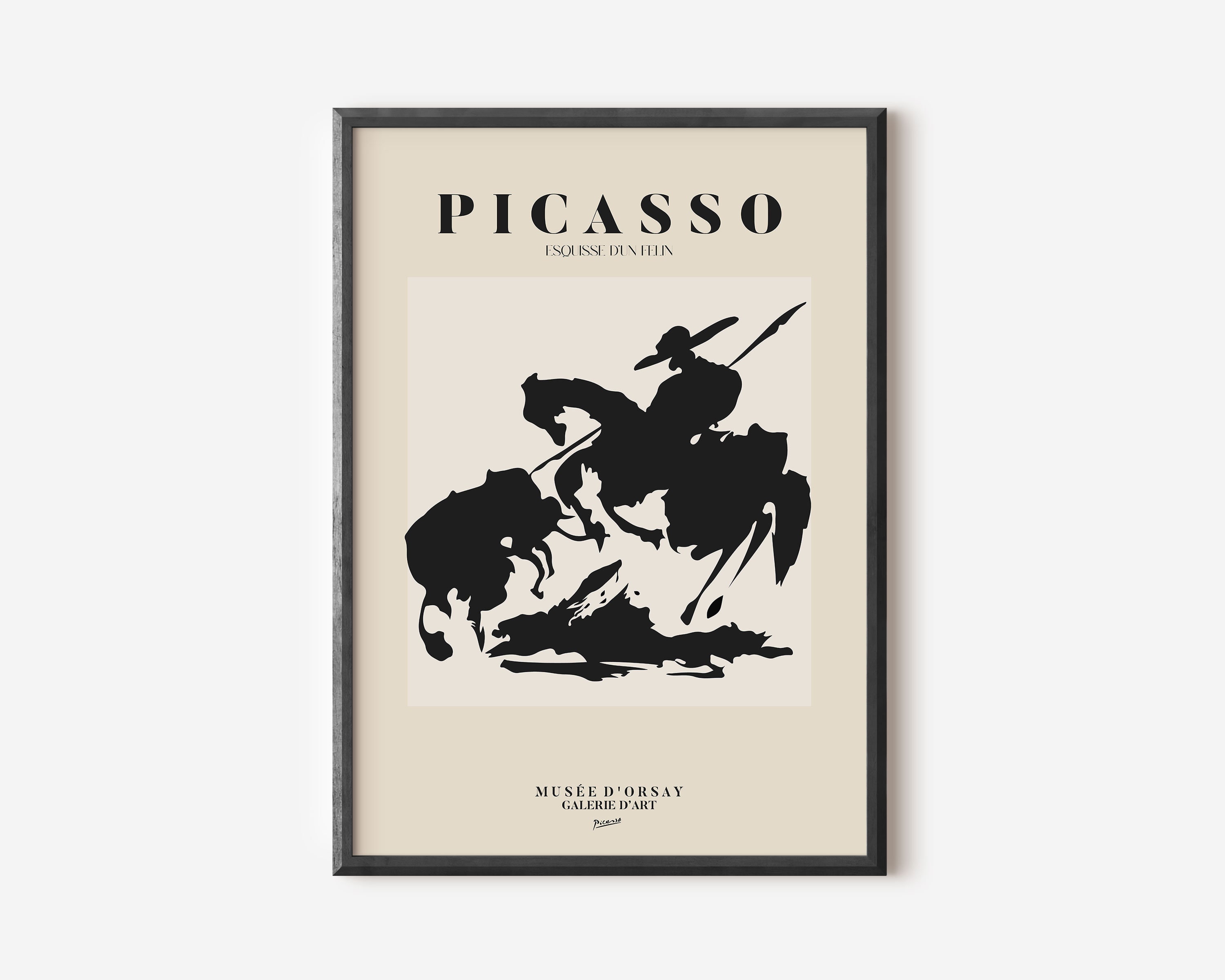 Picasso Exhibition Wall Art Print Neutral Beige Abstract Vi Inspire