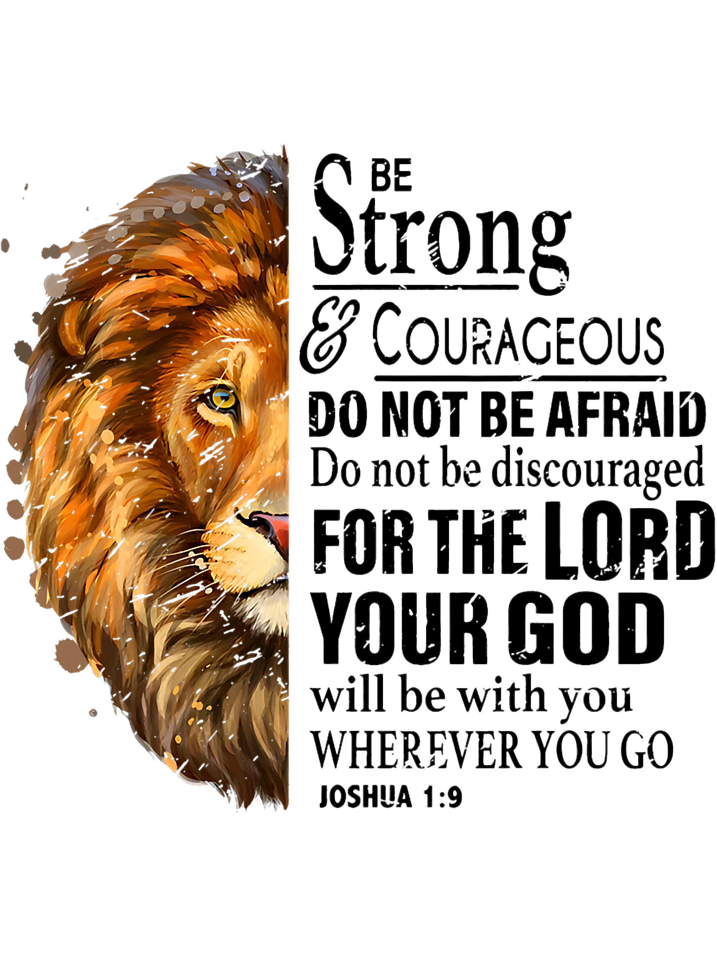 Lion Head Be Strong Courage Bible Verse Christian Religious | Inspire ...