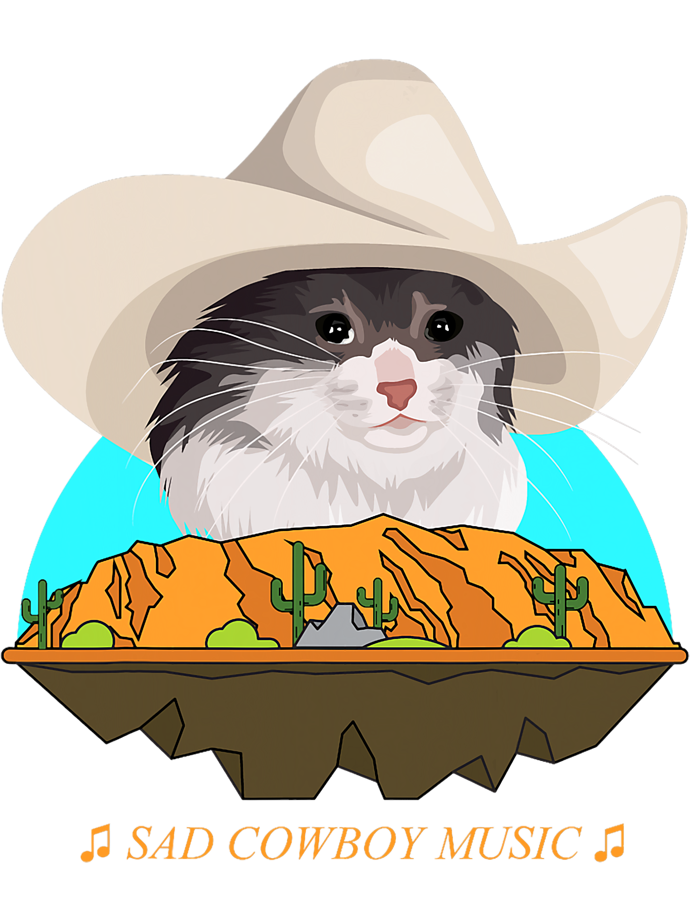 Sad Cat Wearing a Cowboy Hat Crying Meme, Png, Png For Shirt - Inspire ...