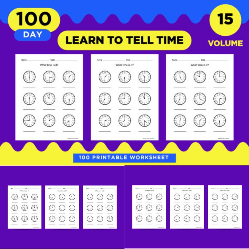 100 Printable Time Learning Worksheet - Inspire Uplift