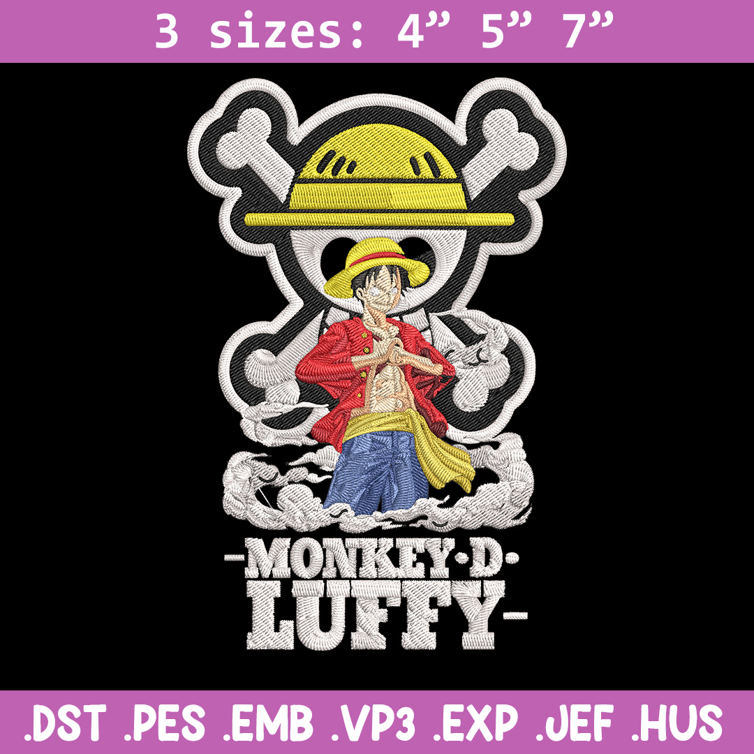 Monkey D Luffy Embroidery Design,One piece Embroidery, Embro | Inspire ...