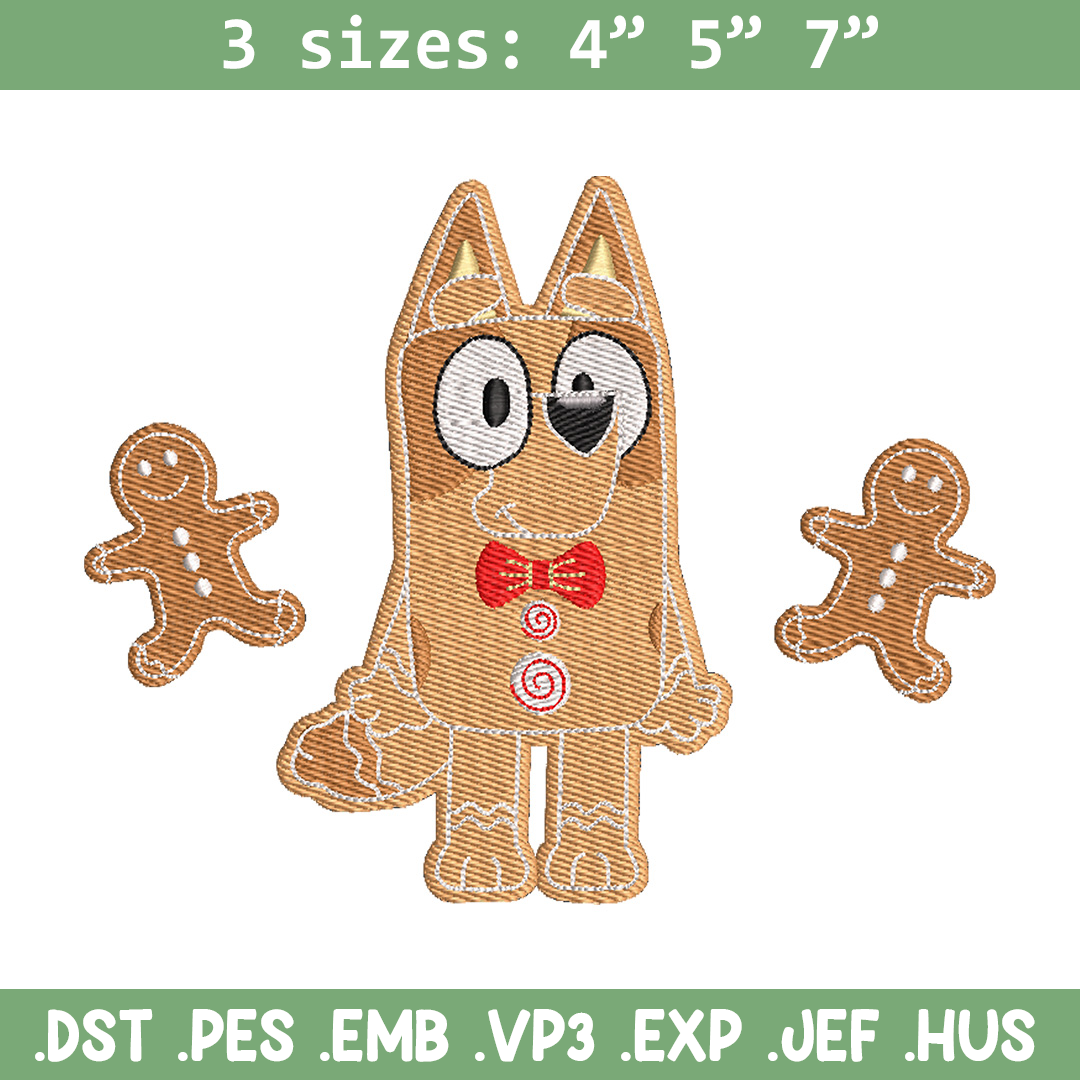 Gingerbread Bluey embroidery design, Bluey embroidery, Chris | Inspire ...