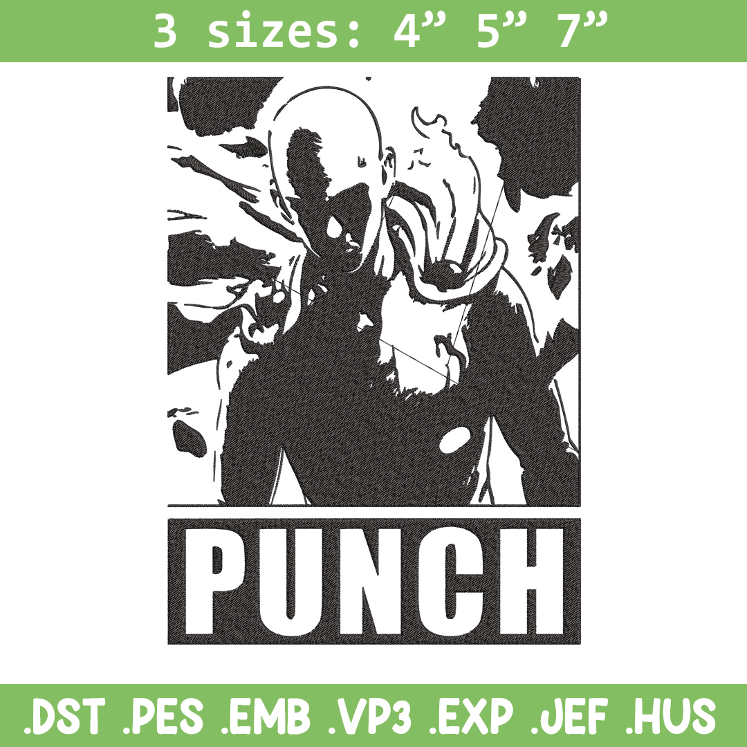 Saitama punch Embroidery Design, One punch man Embroidery, E - Inspire ...