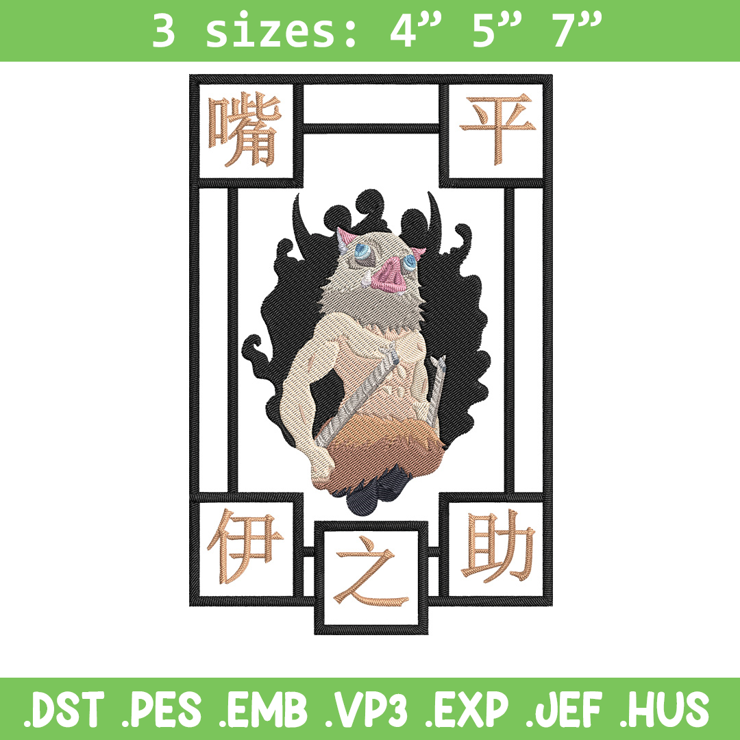 Inosuke Poster Embroidery Design, Demon slayer Embroidery, E - Inspire ...