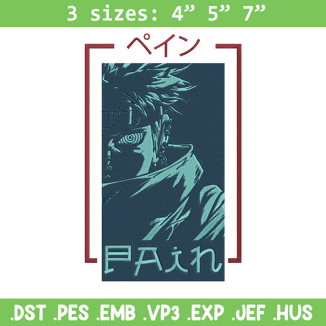 Pain poster Embroidery Design, Naruto Embroidery, Embroidery | Inspire ...