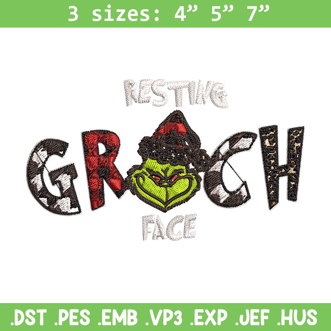 Resting Grinch Face Embroidery design, Grinch christmas Embr | Inspire ...