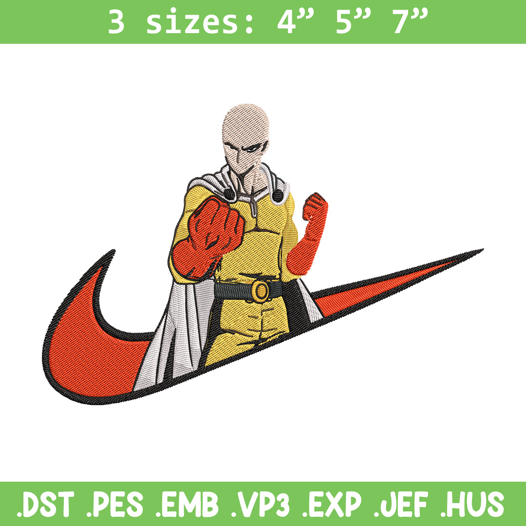 Saitama nike Embroidery Design, One punch man Embroidery, Em | Inspire ...