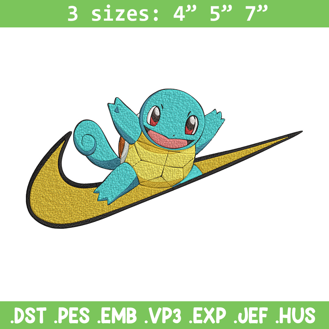Squirtle x nike Embroidery Design, Pokemon Embroidery, Embro | Inspire ...
