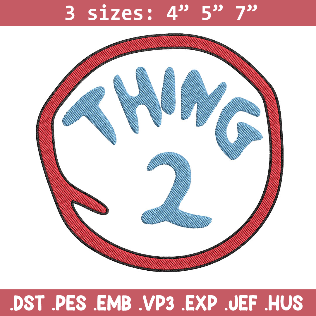 thing 2 logo Embroidery Design, Embroidery File, logo Embroi | Inspire ...
