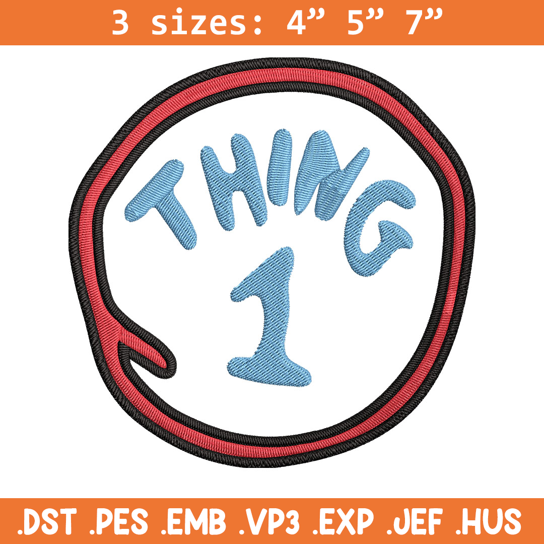 Thing 1 logo Embroidery Design, Embroidery File, logo Embroi | Inspire ...