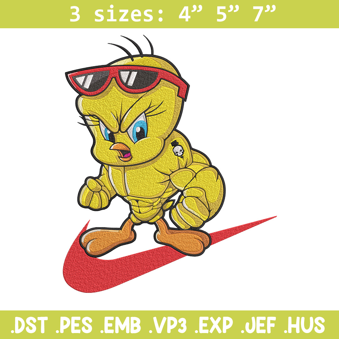 Tweety nike Embroidery Design, Tweety Embroidery, Embroidery | Inspire ...