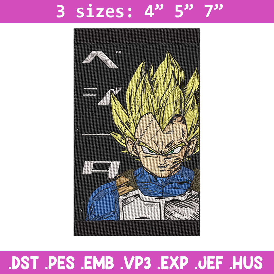 Vegeta poster Embroidery Design, Dragonball Embroidery, Embr | Inspire ...