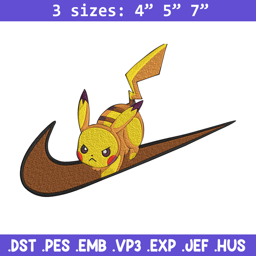 Pikachu x nike Embroidery Design, Pokemon Embroidery, Embroi | Inspire ...