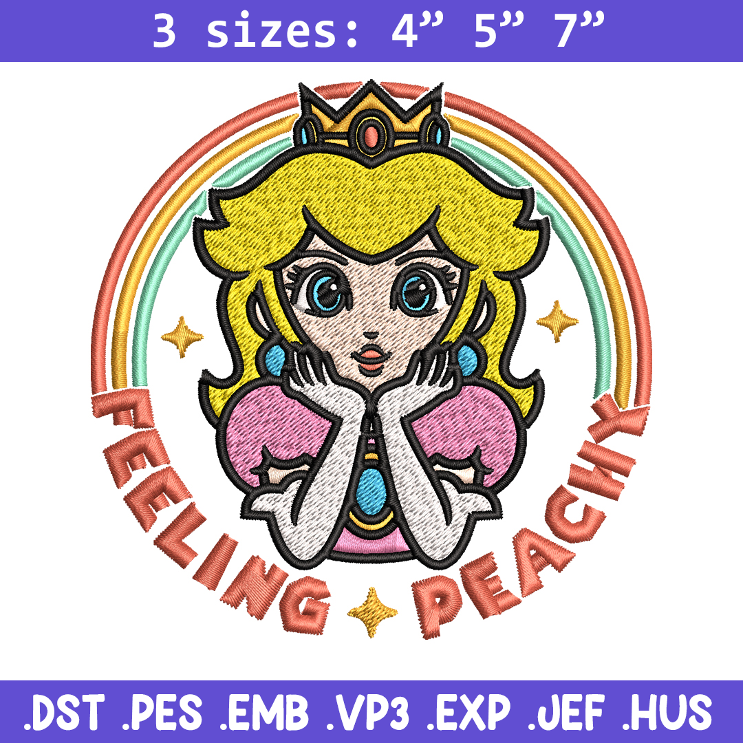 Princess Peach Feeling Peachy Embroidery design, Feeling Pea - Inspire ...