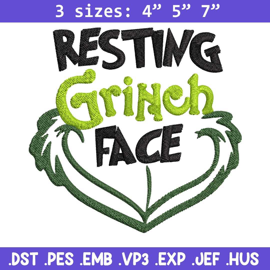 Resting Grinch Face Embroidery design, Grinch christmas Embr | Inspire ...