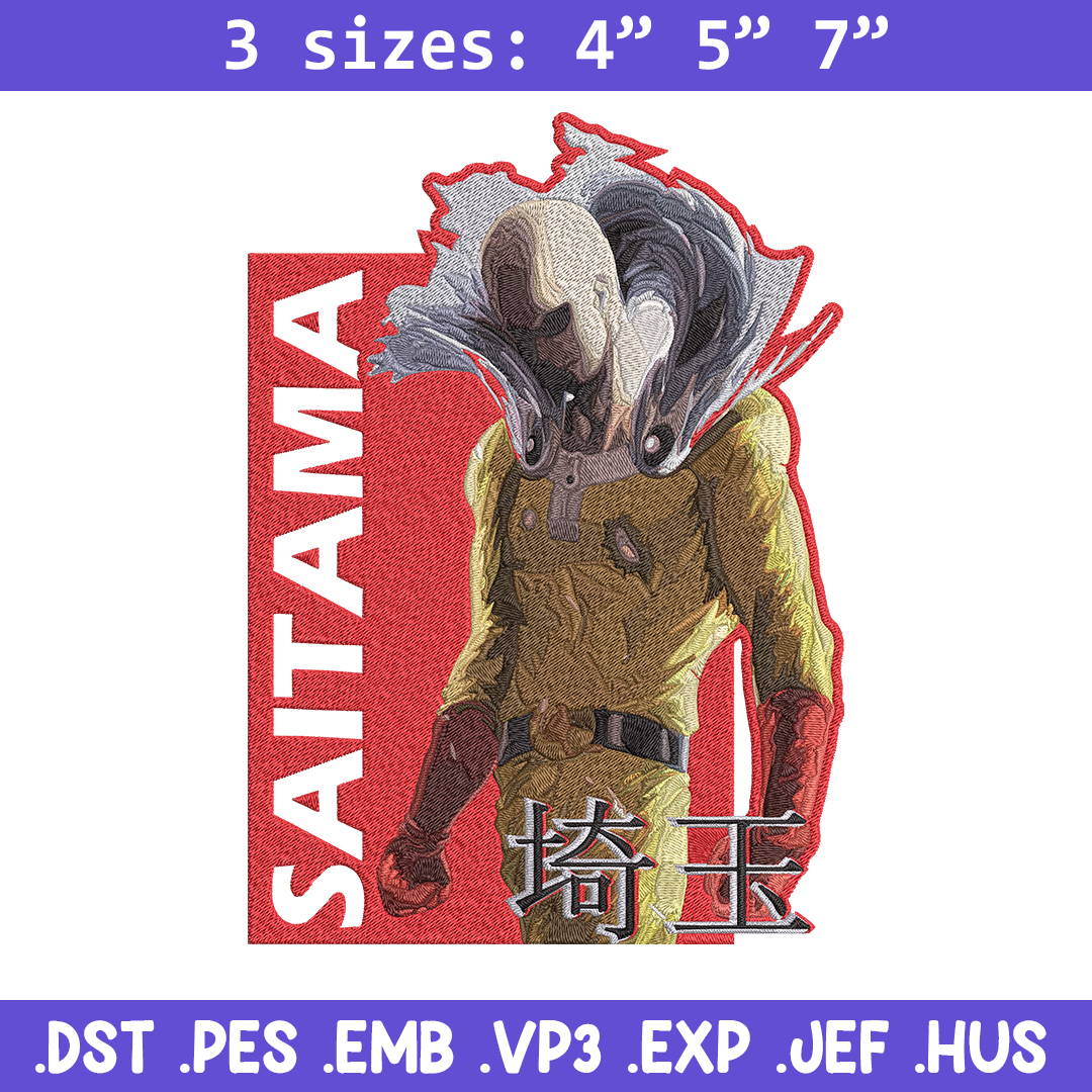 Saitama poster Embroidery Design, One punch man Embroidery, | Inspire ...