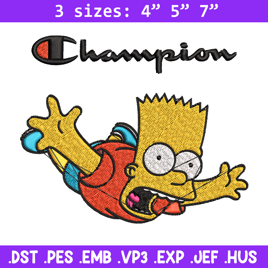Bart Simpson Champion Embroidery design, Simpson Embroidery, | Inspire ...