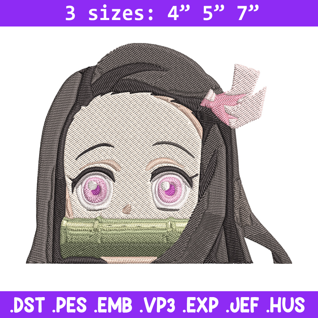 Nezuko Peeker Embroidery Design, Demon slayer Embroidery, Em | Inspire ...