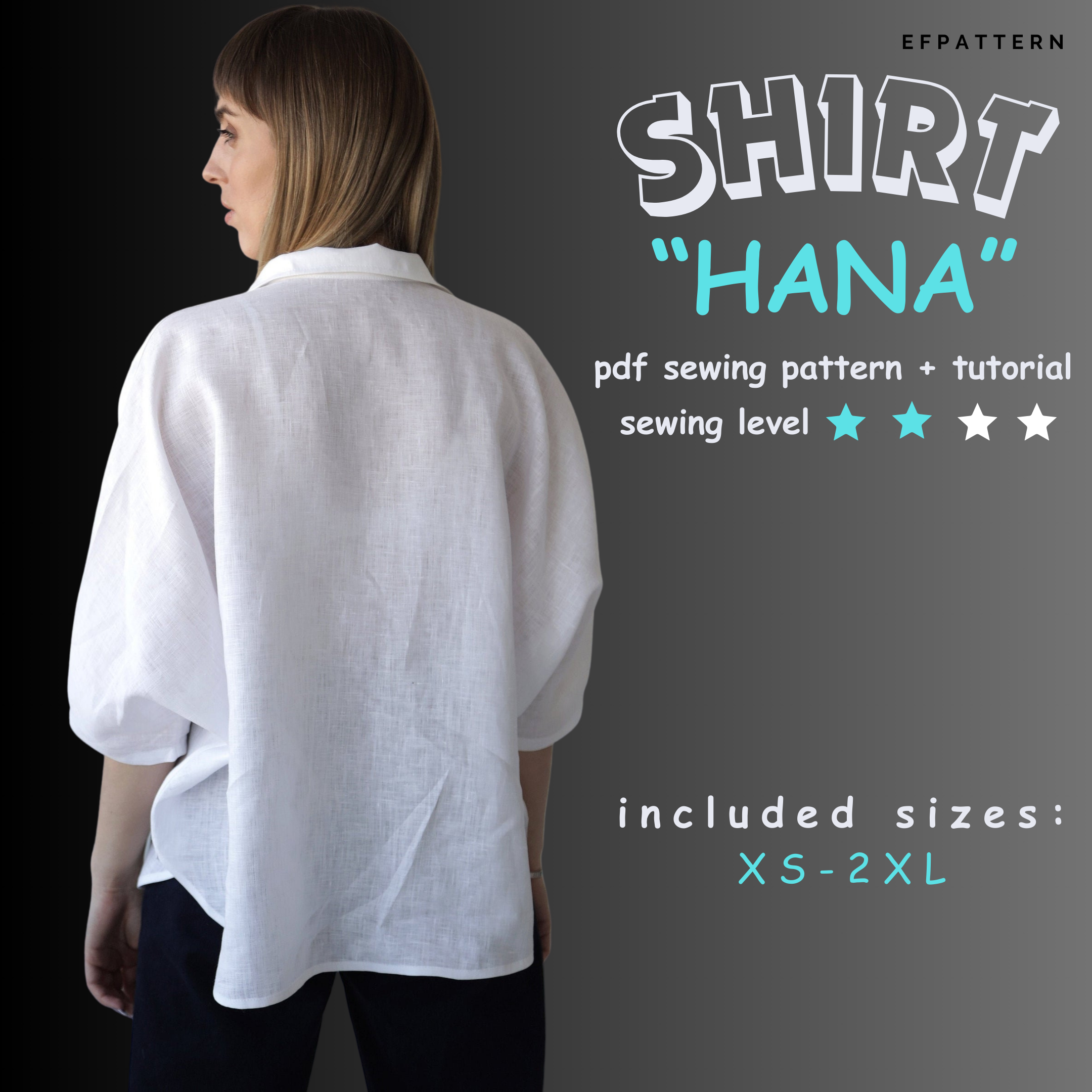 Oversized women shirt sewing pattern, instant PDF download - | Inspire ...