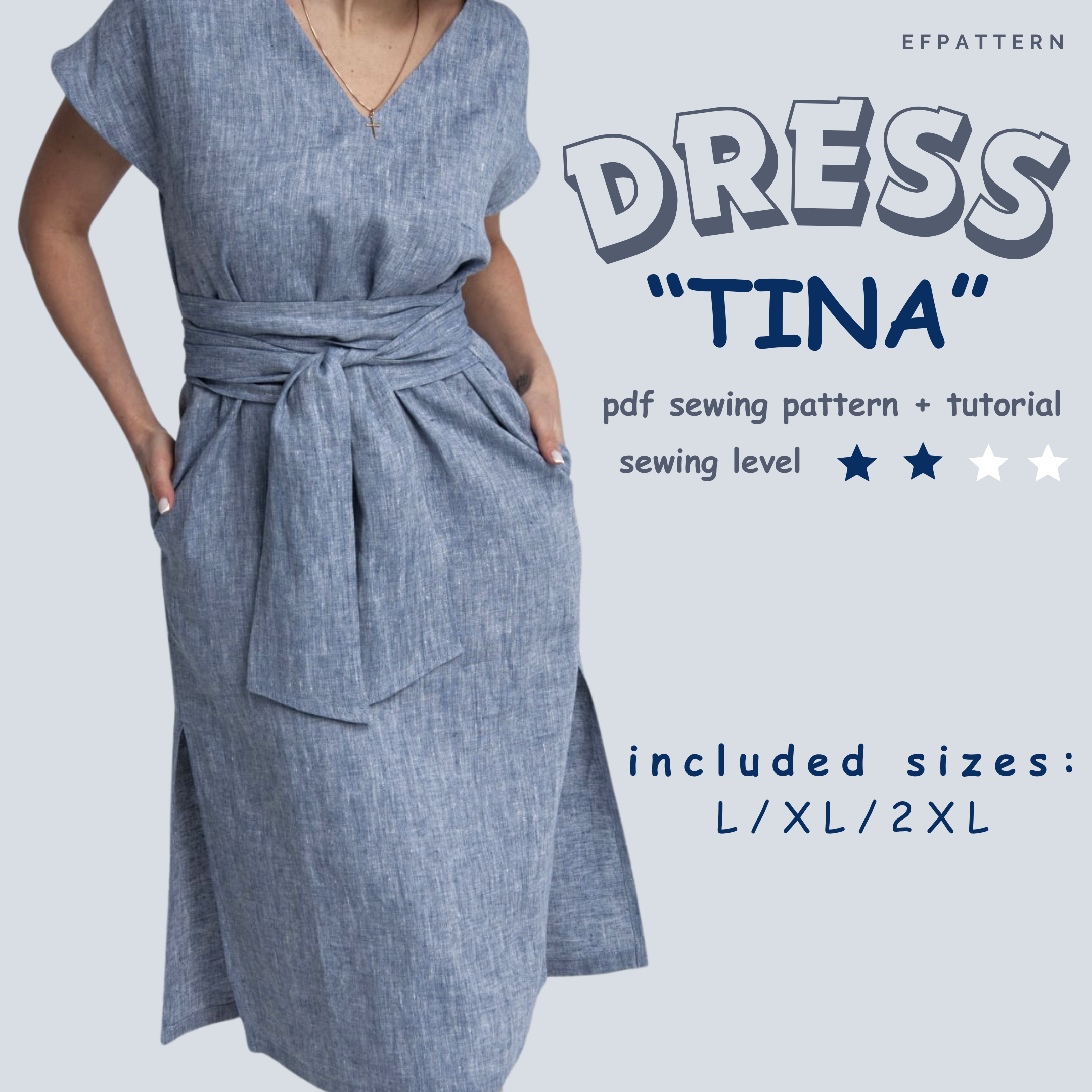 Tina Wrap Dress with side slits - Sewing Pattern instant PDF | Inspire ...