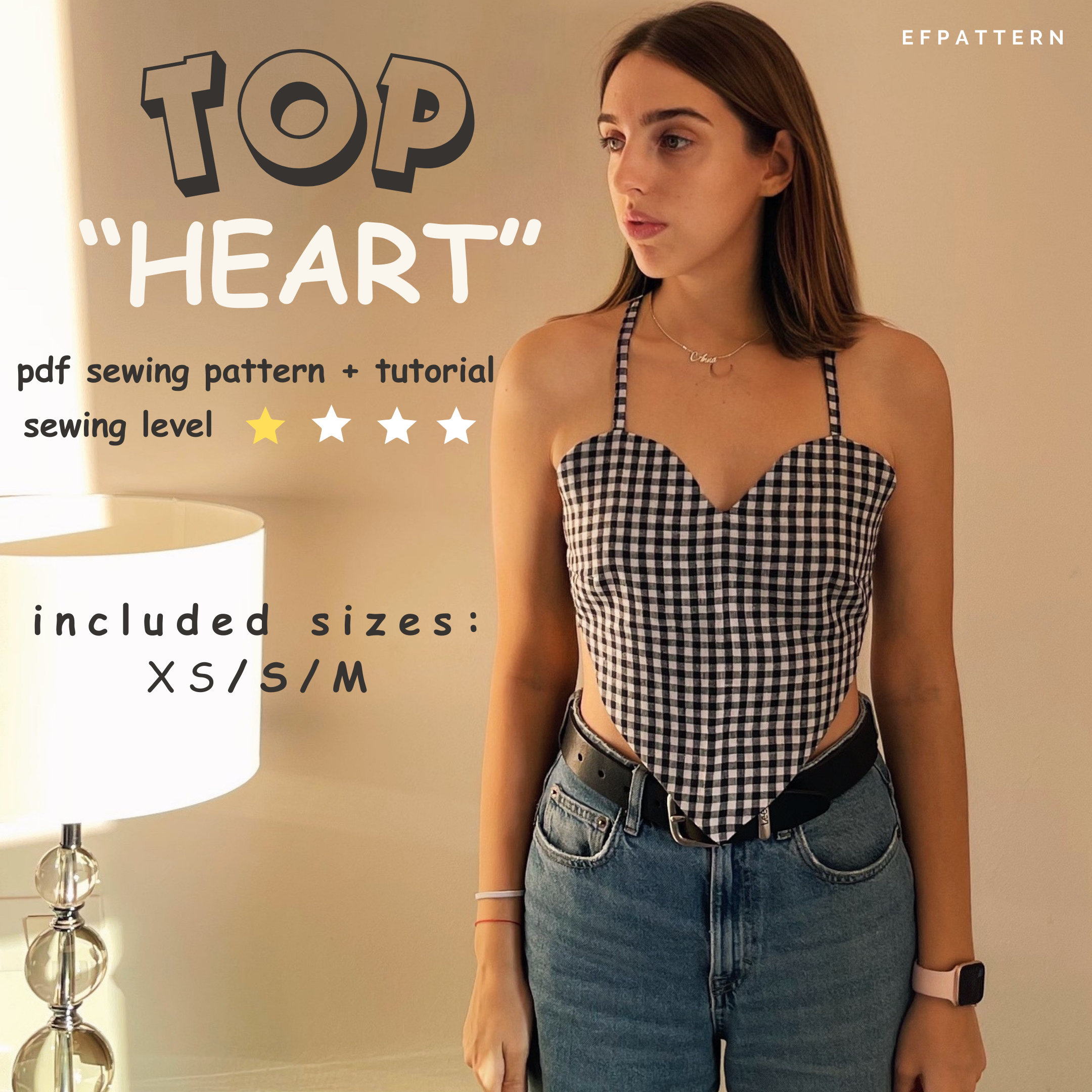 Heart Shaped Top Sewing pattern, instant PDF download, Sizes | Inspire ...