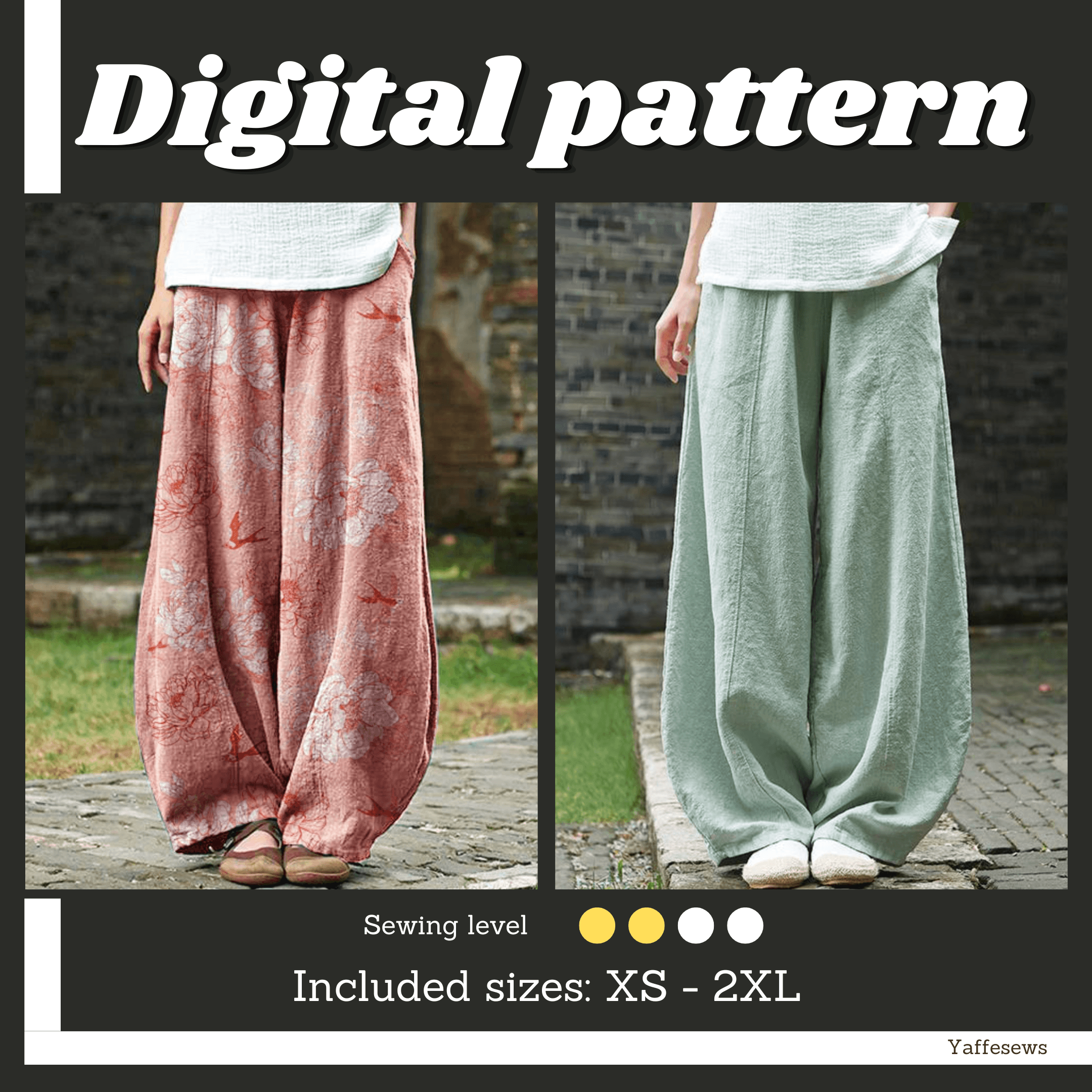Wide Legged Trousers sewing pattern, bloomers pants, instant | Inspire ...