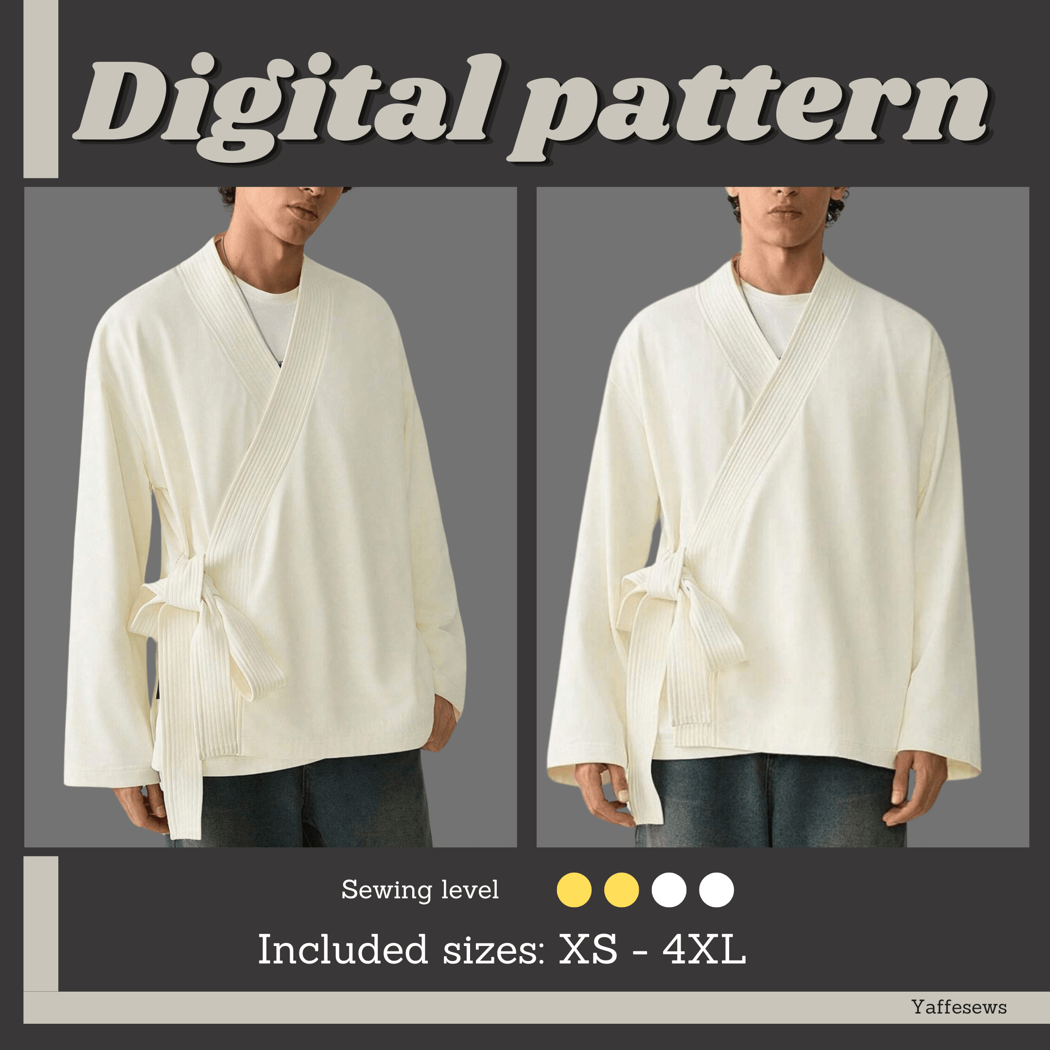 Men's Kimono Jacket sewing pattern, instant pdf download, si | Inspire ...