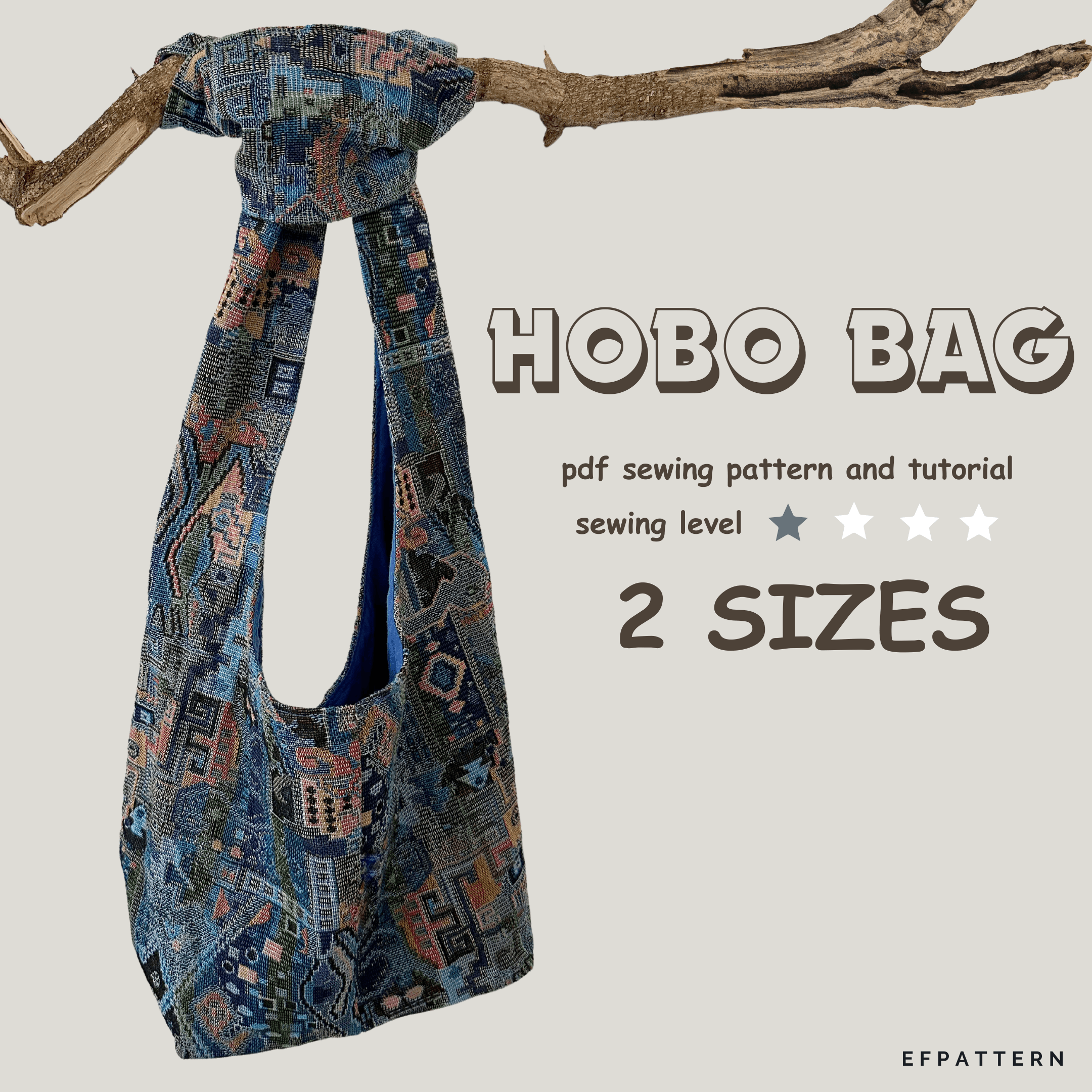 Hobo bag sewing pattern, easy reversible hobo bag PDF patter | Inspire ...