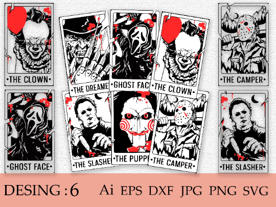 Horror Characters Tarot Card SVG, Horror svg, Horror friends - Inspire ...