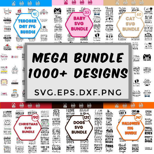 Mega SVG Bundle T Shirt Designs SVG Svg Files for Cricut Sil | Inspire ...
