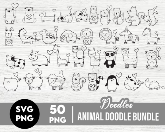 Animal Doodle Svg Bundle Animal Svg Doodle Svg Safari Animal | Inspire ...
