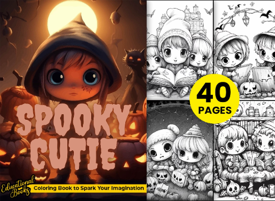 Printable Spooky Cutie Kawaii Creepy and Horror Coloring Boo | Inspire ...