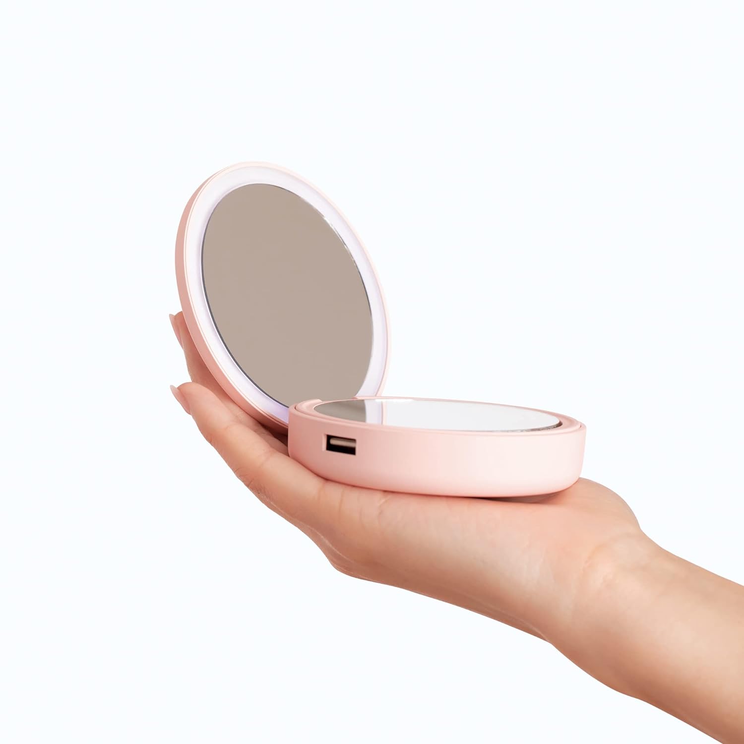 Compact Beauty LED Mirror Power Bank, Pink - Inspire Uplift