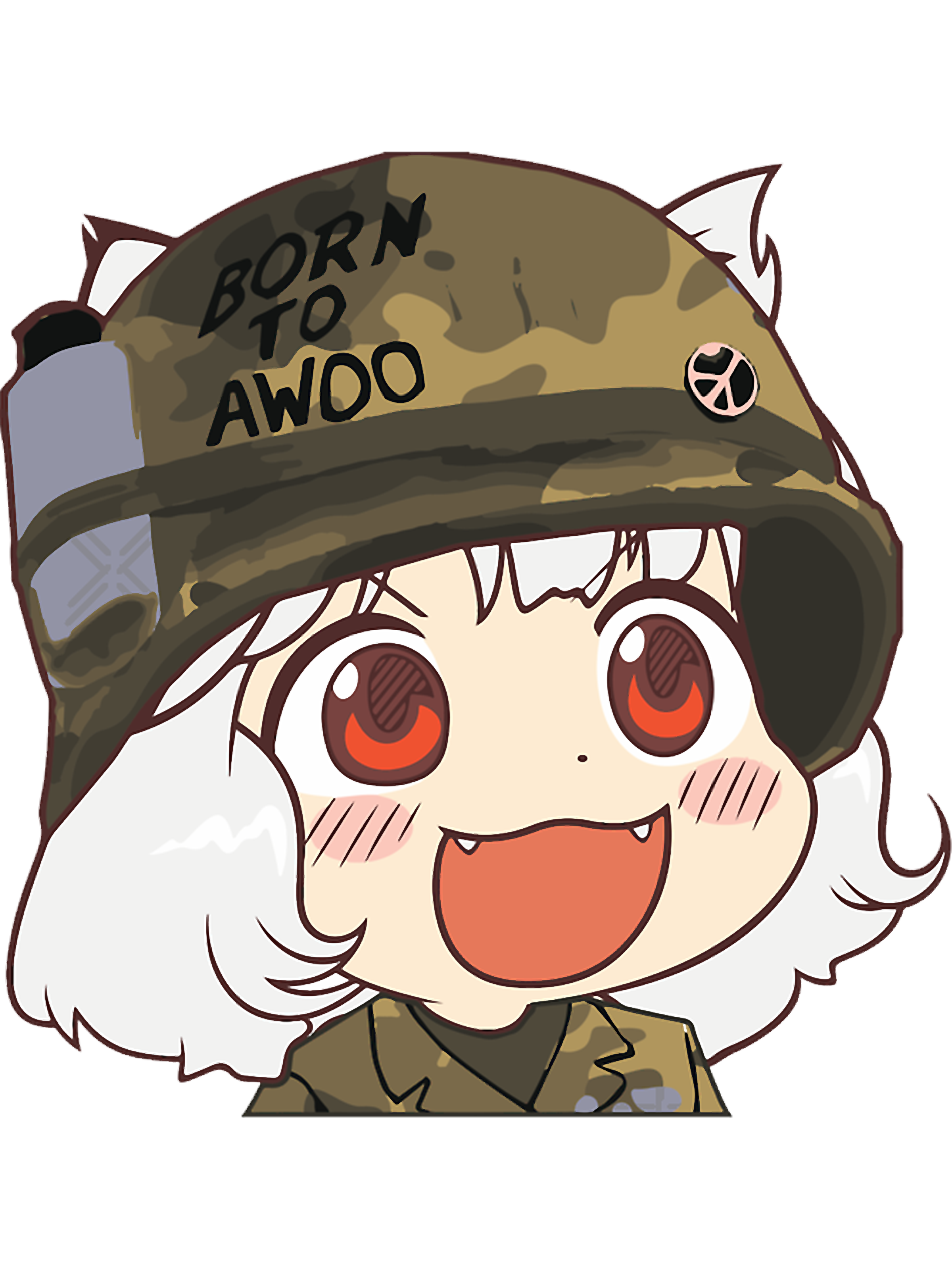 Awoo Anime girl big smile Army Military Born to Awoo with Pe | Inspire ...