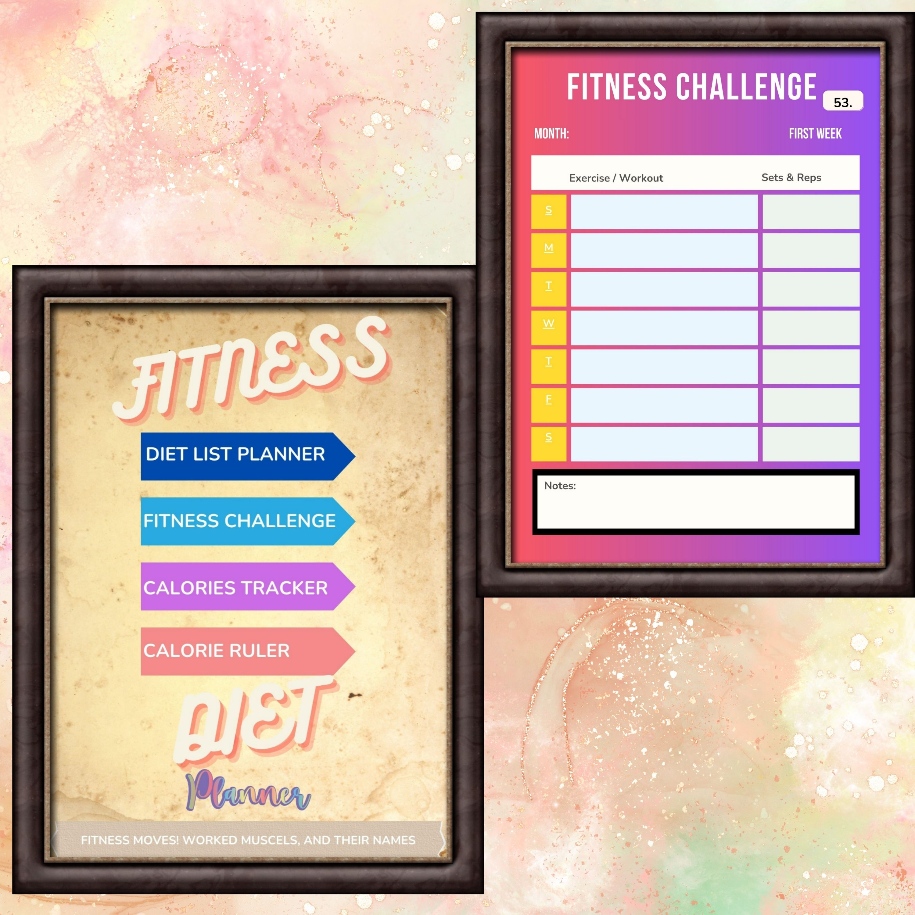 3 in bundle diet,fitness, and calories tracker planner templ - Inspire ...