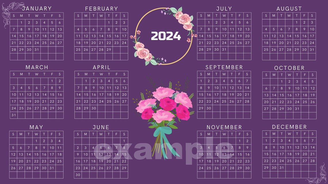 Purple calendar for 2024. Calendar colorful. Monthly calenda | Inspire ...